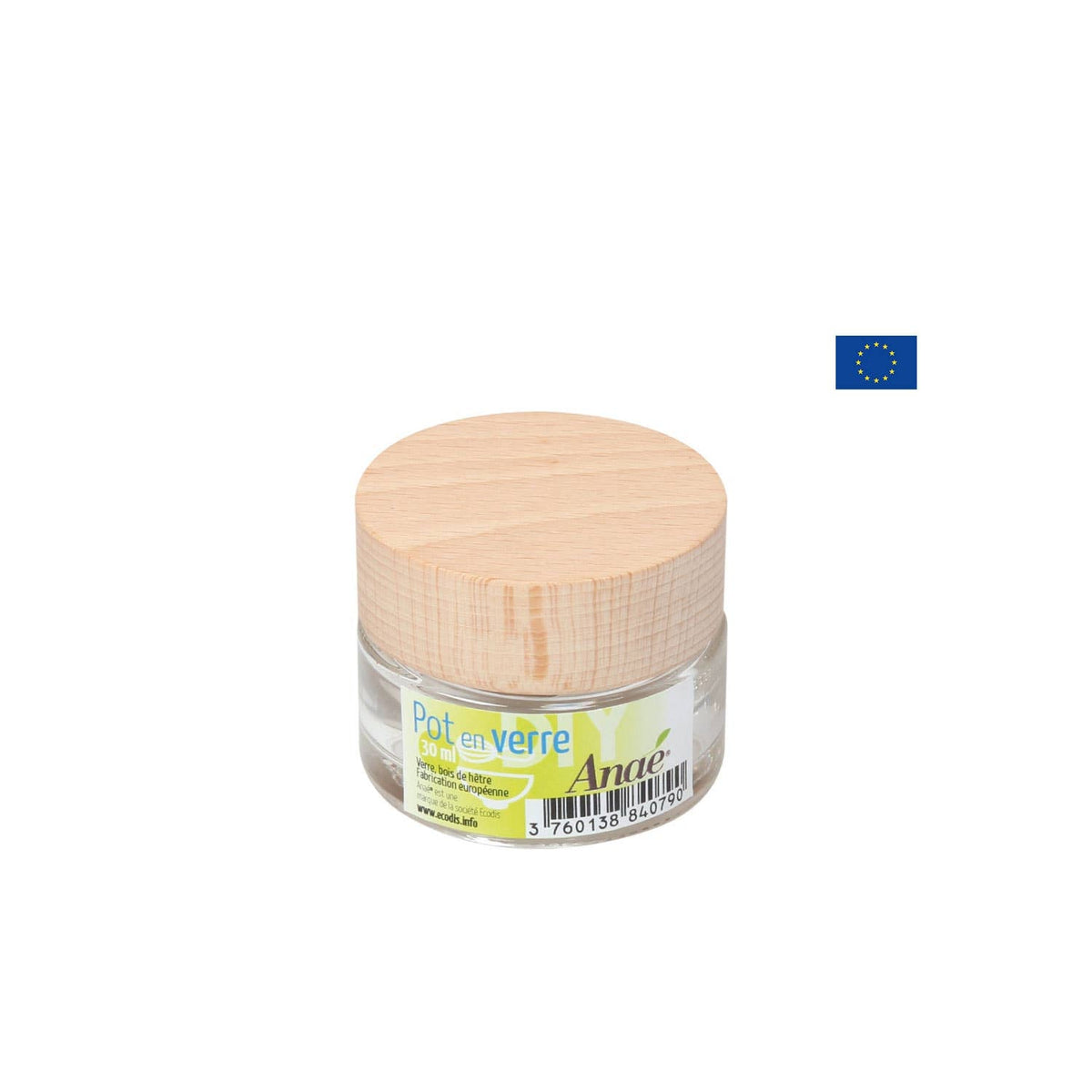 Glass jar with wooden cap 30 ml - Elliotti
